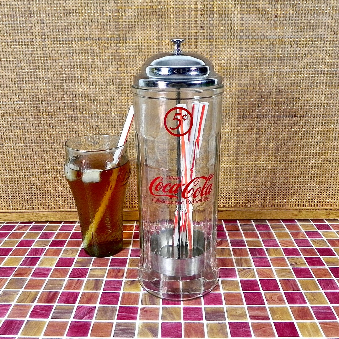 Retro Coca-cola Straw Dispenser | Soda Shop 1990s Vintage Decor | Glass ...