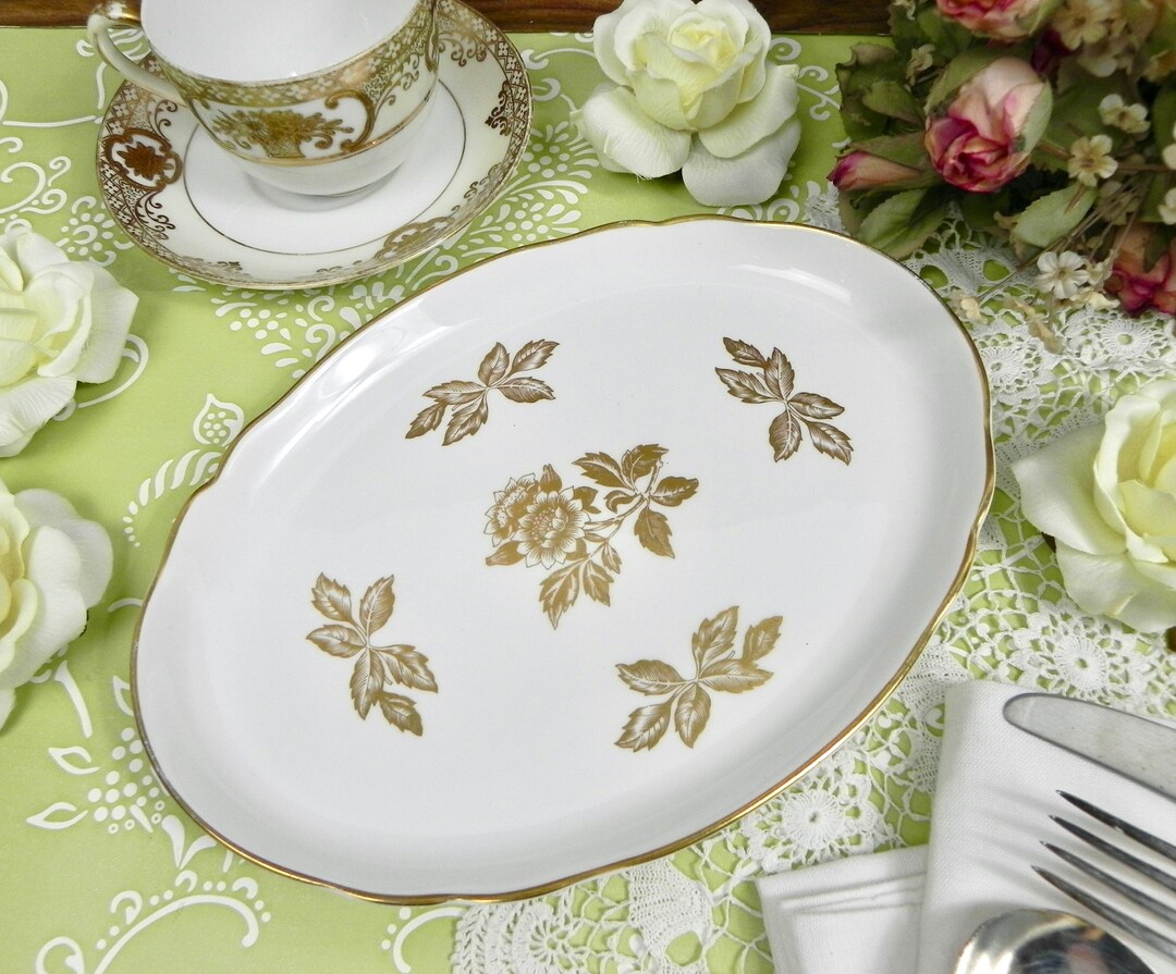 Wedgwood Gold Tonquin Plate | Gold Rose Oval Serving Plate | Fine ...