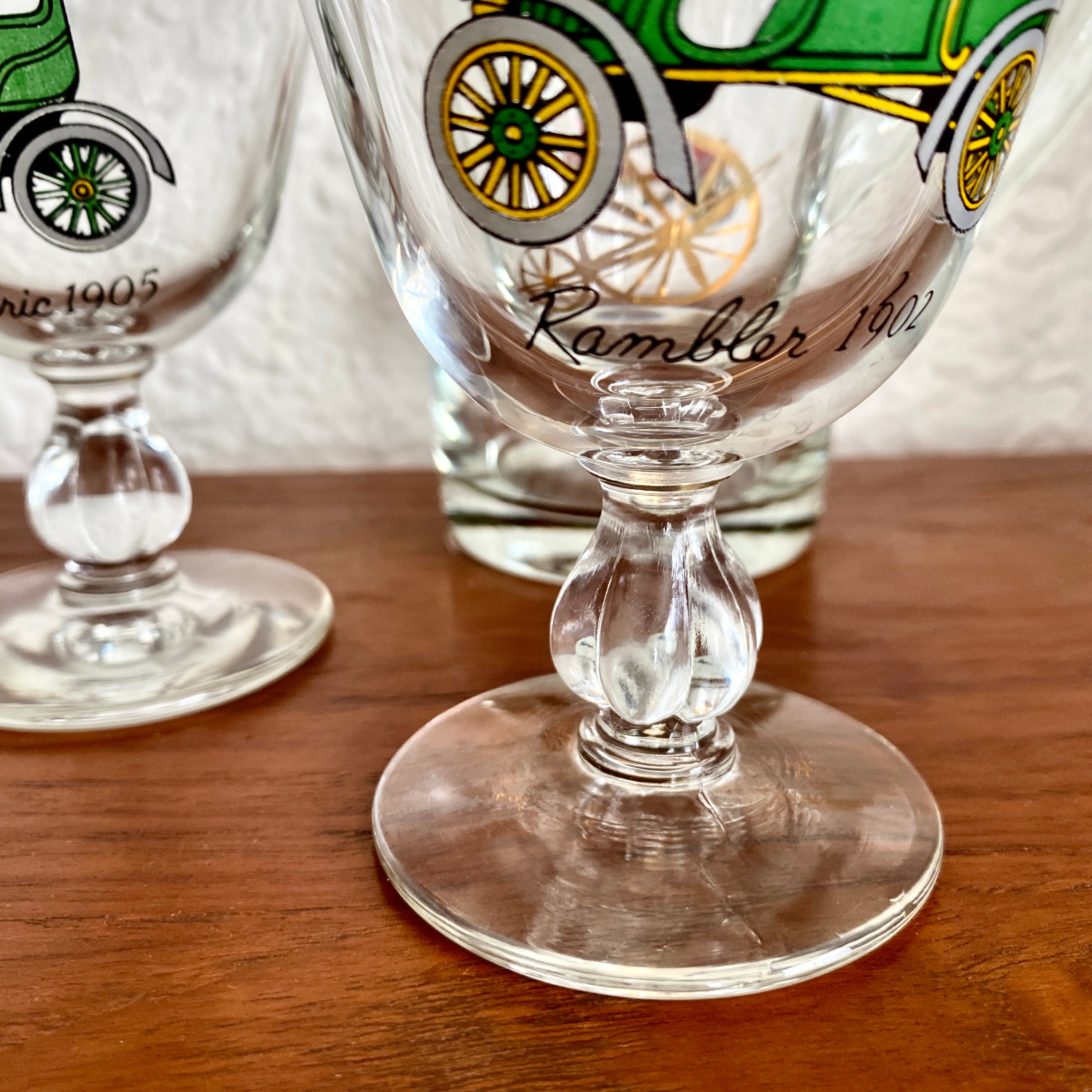 Mid-century Martini Pitcher & Glass Set | Antique Car Motif Glass ...