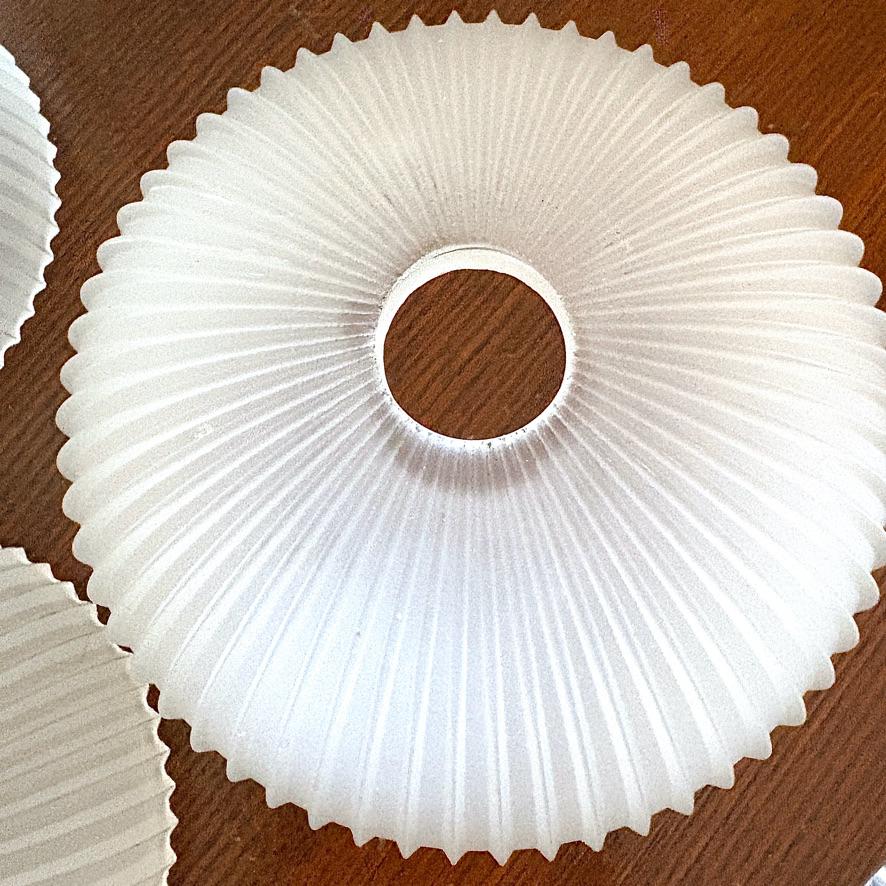 Antique Frosted Glass & Brass Light Fixture Shades | Art Deco / Art ...