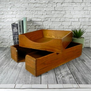 Old Wooden Desk Tray | in and Out Paper Tray | Legal & Letter Size ...