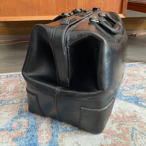 Antique Doctor's Bag J.E. Fournier Large Gladstone Black Leather Valise ...