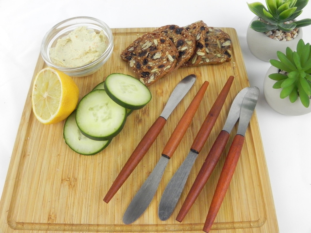 Teak Appetizer Knives | Japanese Charcuterie Board Wood Handled Knives ...