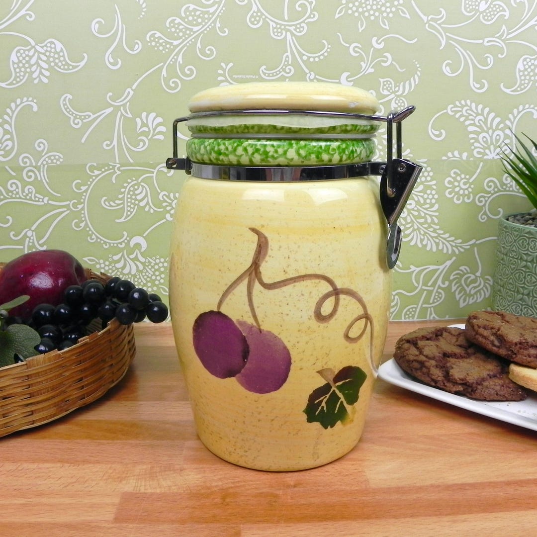 Vintage Fruit Ceramic Canister | 90s Mayfair & Jackson Cookie Jar ...
