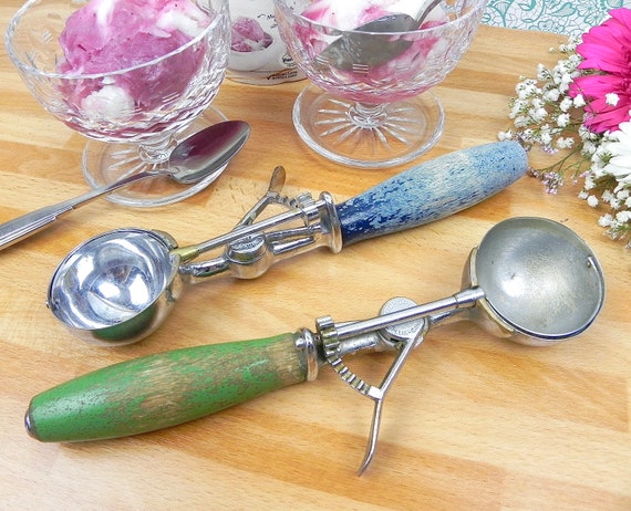 Antique Ice Cream Scoop With Wooden Handle Authentic Vintage - Etsy