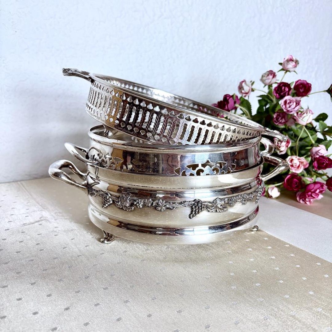 Silver Plate Warming Stands | Vintage Fancy Casserole Serving ...