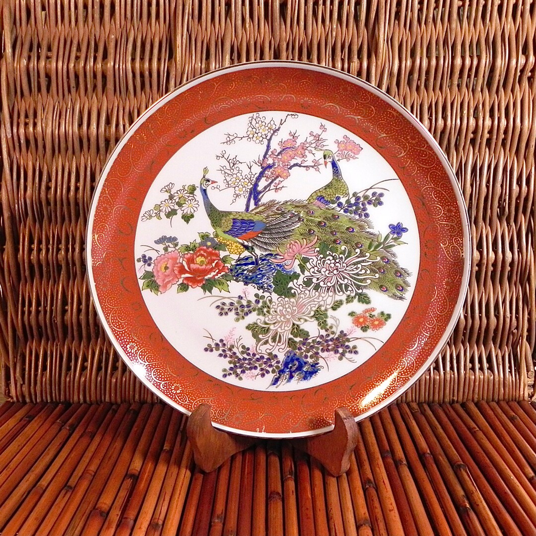 Satsuma Peacock Pheasant Plate Vintage Japanese Porcelain Hand Painted ...