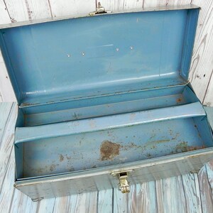 Antique Metal Tool Box | Large Grey Metal Toolbox | Vintage Rusted ...