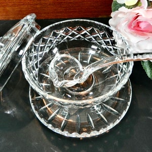 Cut Crystal Compote or Condiment Dish With Lid & Spoon | Diamond ...