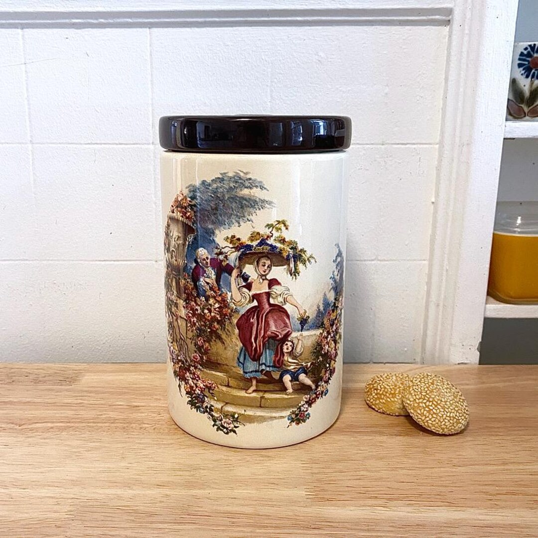 Rococo Ceramic Cookie Jar | Vintage Old Europe Kitchen Canister ...