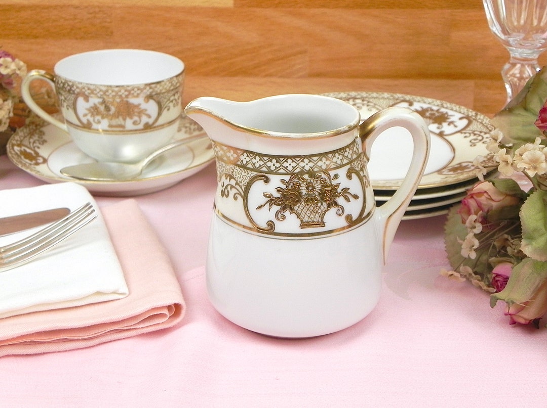 Antique Noritake “gold(en) Flower Basket” Creamer – Gold Encrusted ...