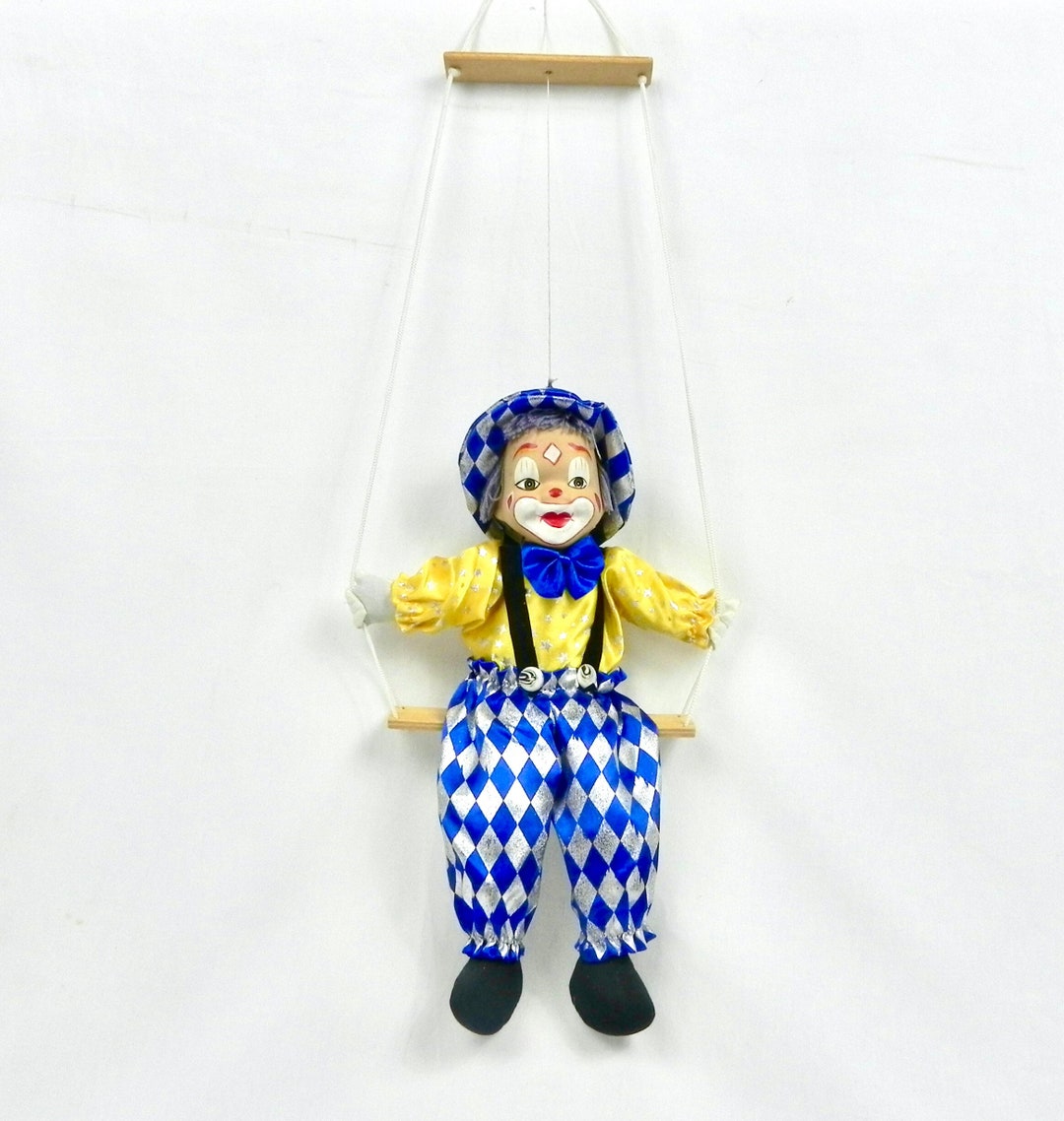 Porcelain Clown Marionette | Ceramic Clown Doll on Swing | Clown ...