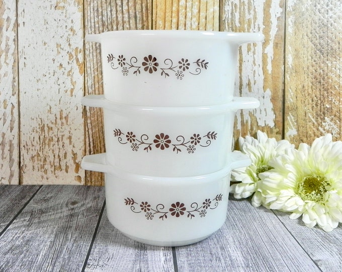 Dynaware Mini Casserole Dish | Pyr-o-rey With Brown Flowers | Vintage ...