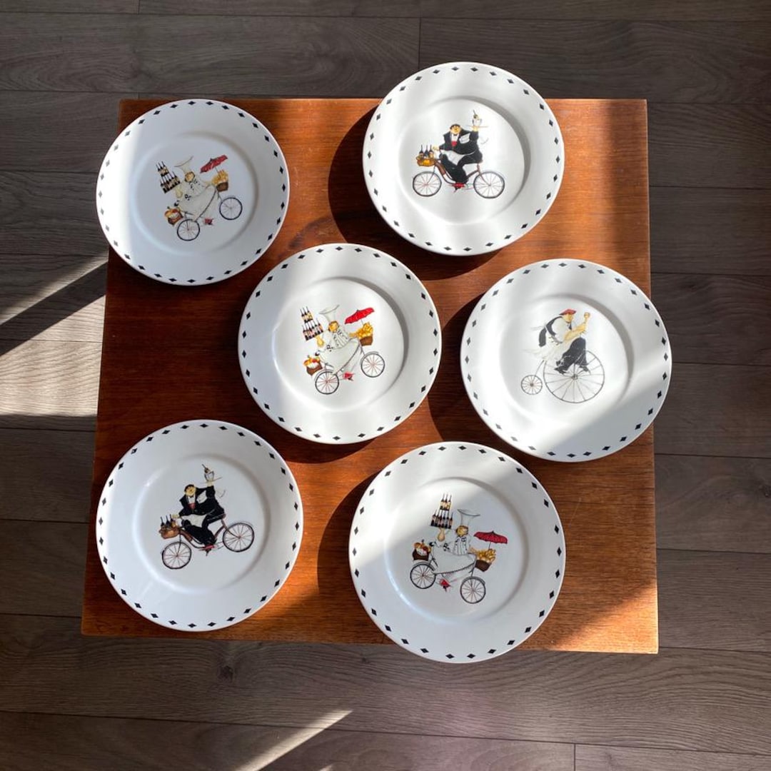 Oneida Chefs to Go Lunch Plates | Salad Bicycle Motif Dinnerware | Y2K ...