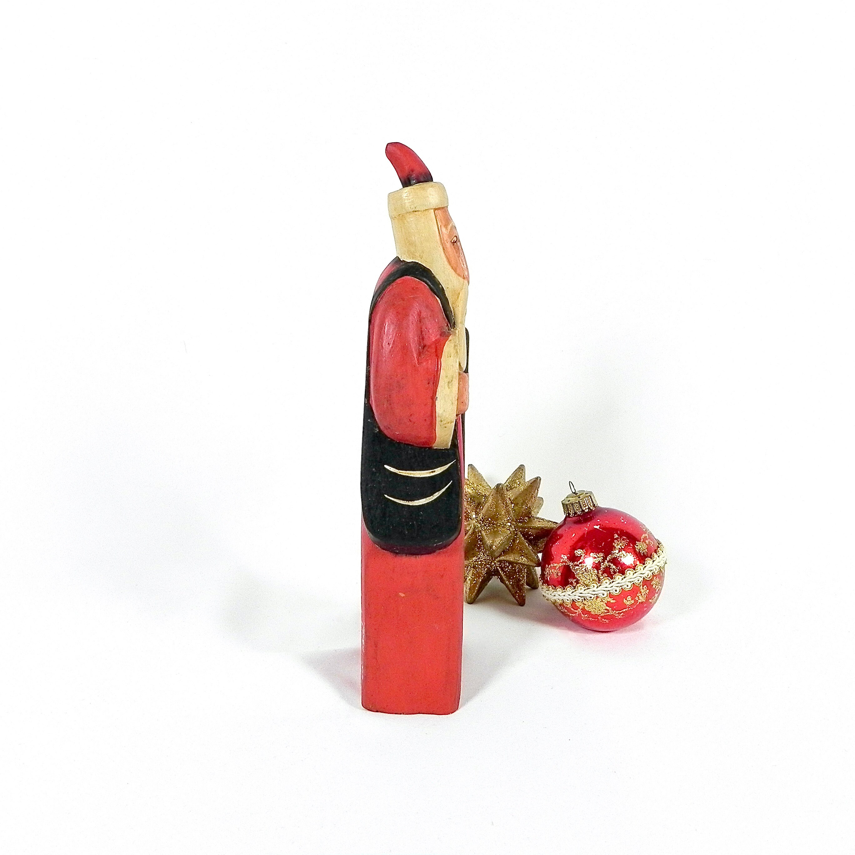 Hand Carved Wooden Folk Santa Tall Christmas Figure - Etsy