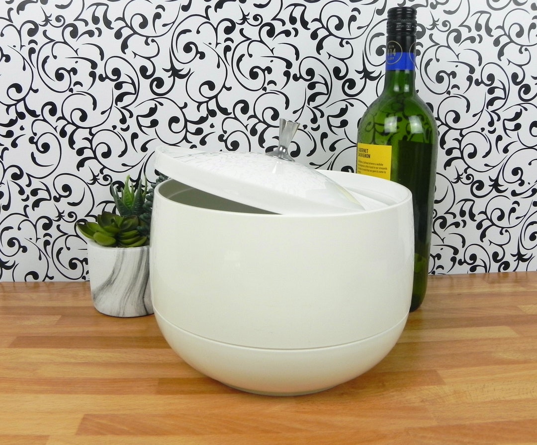 Minimalist White Ice Bucket | Mid-century Modern Round Ice Bucket ...