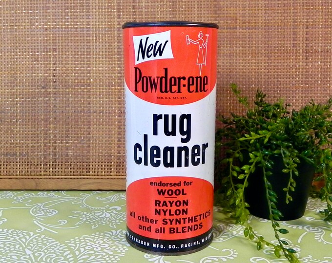 50s Powder-ene Rug Cleaner Vintage Home Cleaning Product Full Can With ...