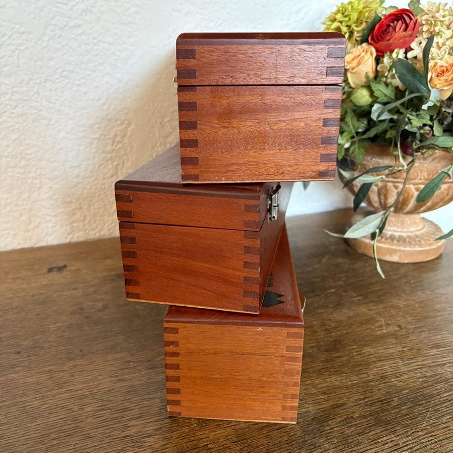 Mahogany Dovetailed Instrument Boxes | Vintage 1970s Solid Wood Storage ...