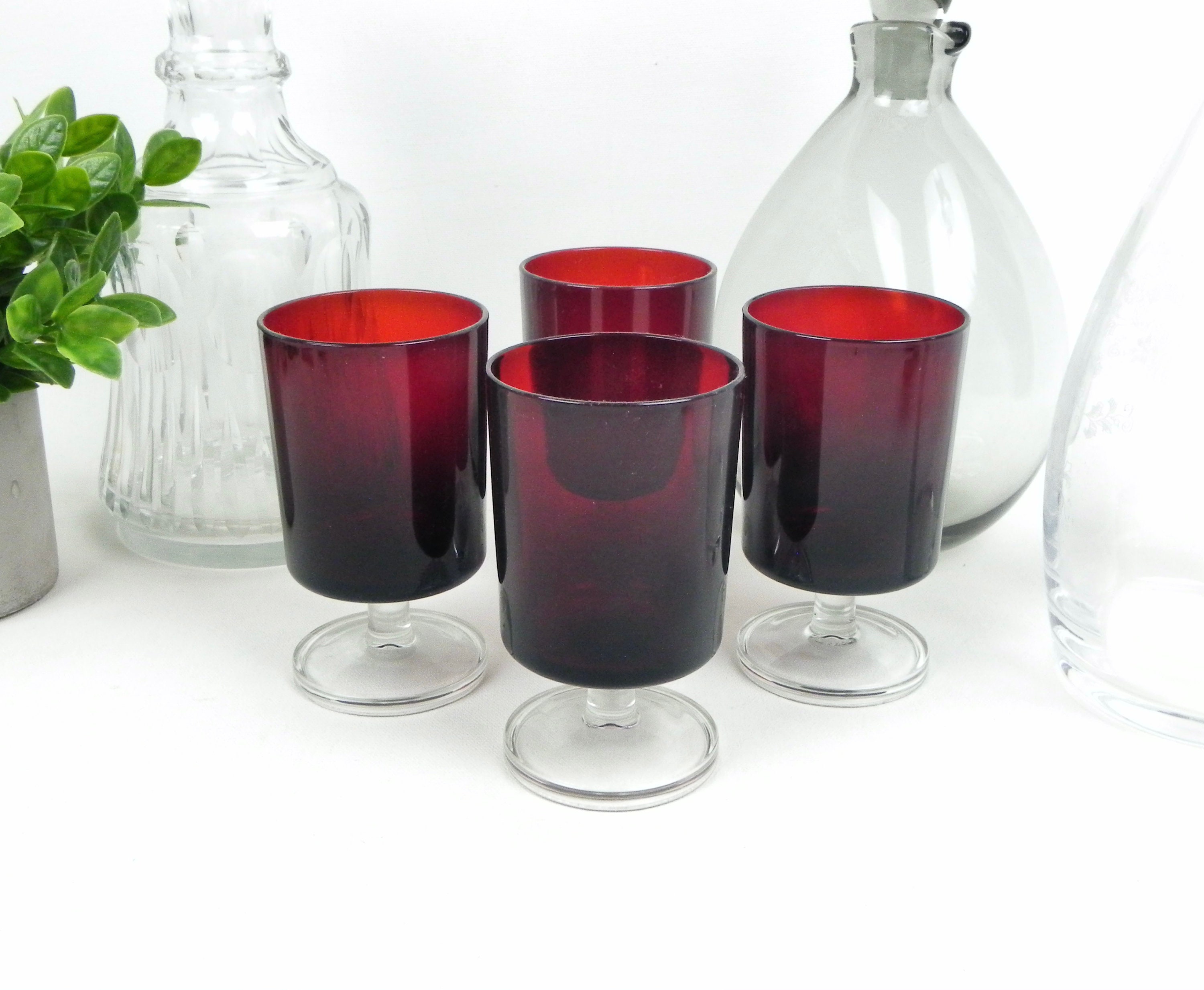 4 Oz Luminarc Ruby Red Glasses From Verrerie Cristallerie - Etsy