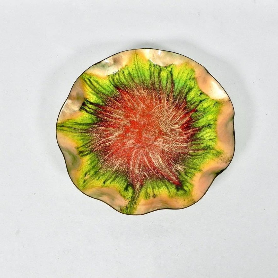 Enamel on Copper Abstract Plate | Au Fer Forgé St-césaire Art | Quebec ...