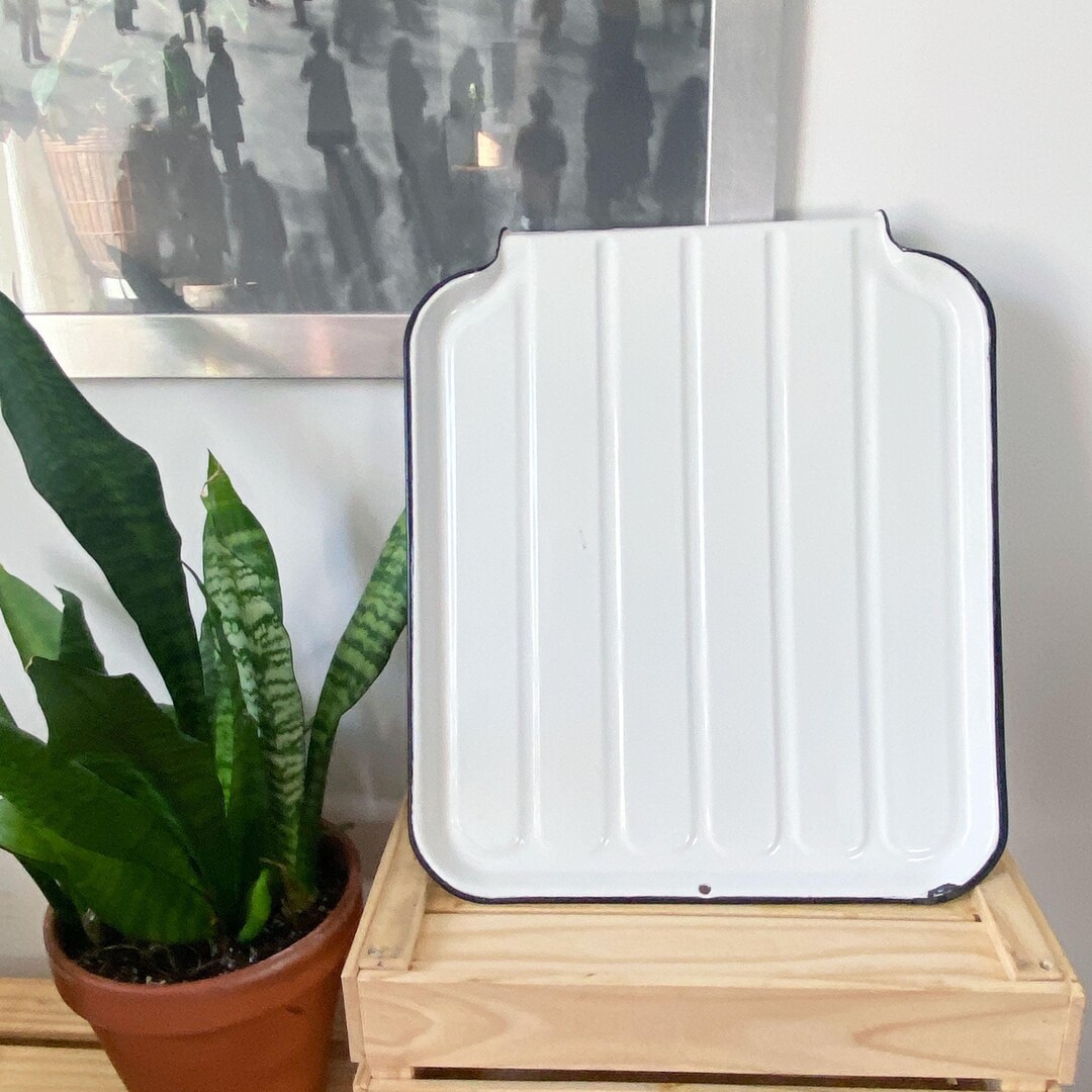 Vintage Large Enamelware Drainboard | Mid Century Rustic Draining Tray ...