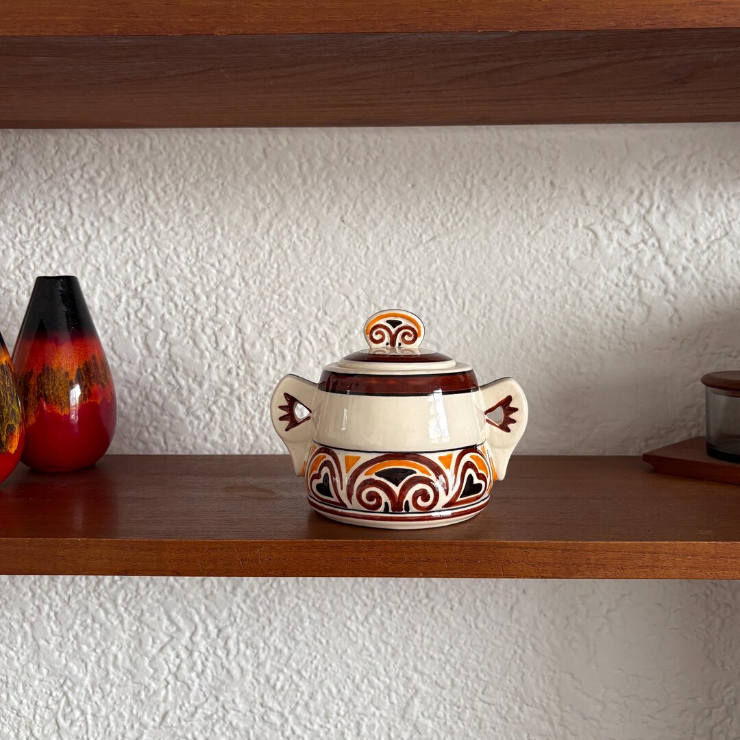 Vintage HB Quimper Sugar Bowl | Hand-painted French Faience Pottery - Etsy