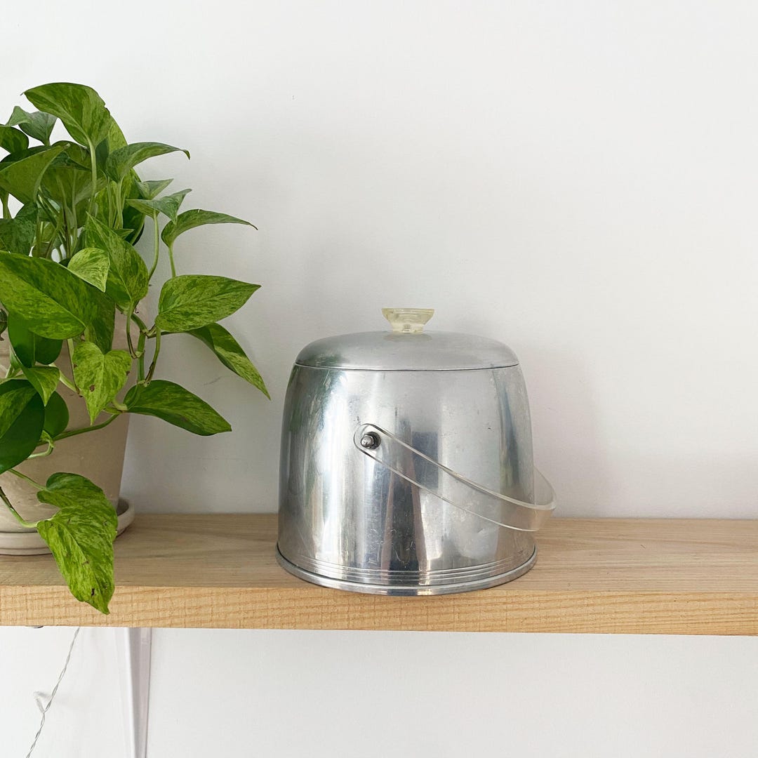 Vintage Kromex Ice Bucket | Atomic Age Metal Wine Cooler Lucite Handle ...