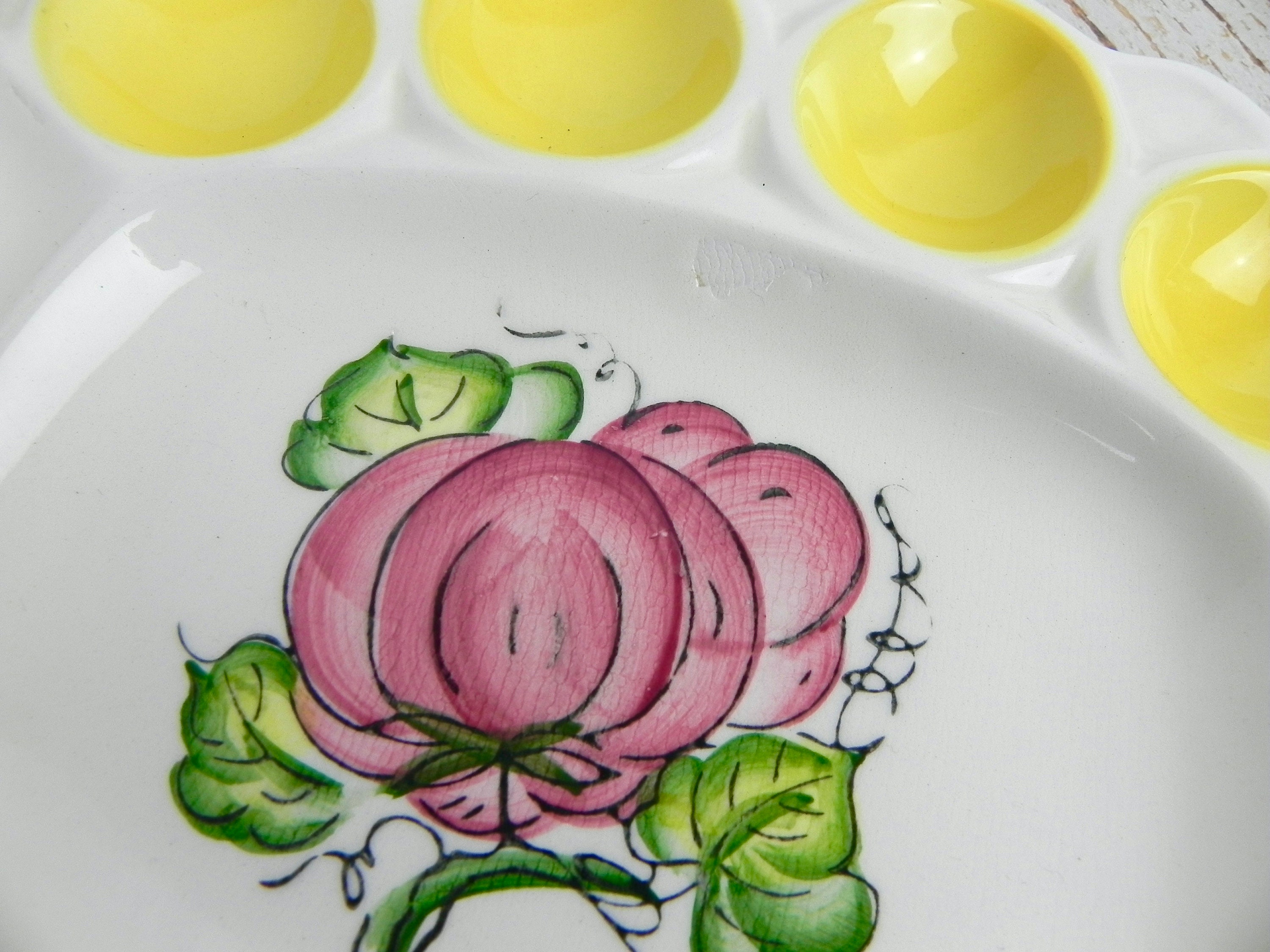 Japanese Egg Plate Vintage 60s Devilled Egg Plate Spring | Etsy