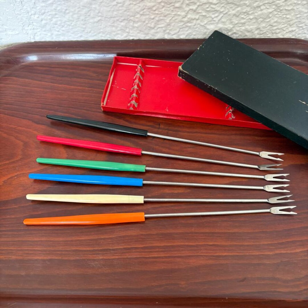 Bakelite 50s Fondue Forks - Set of 6 | Multi-colour Vintage Utensils ...