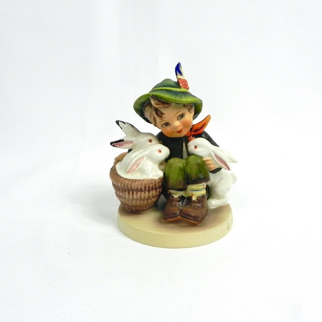 Vintage Hummel Figurine: Playmates Boy With Rabbits, TMK-3 (1960-1963 ...
