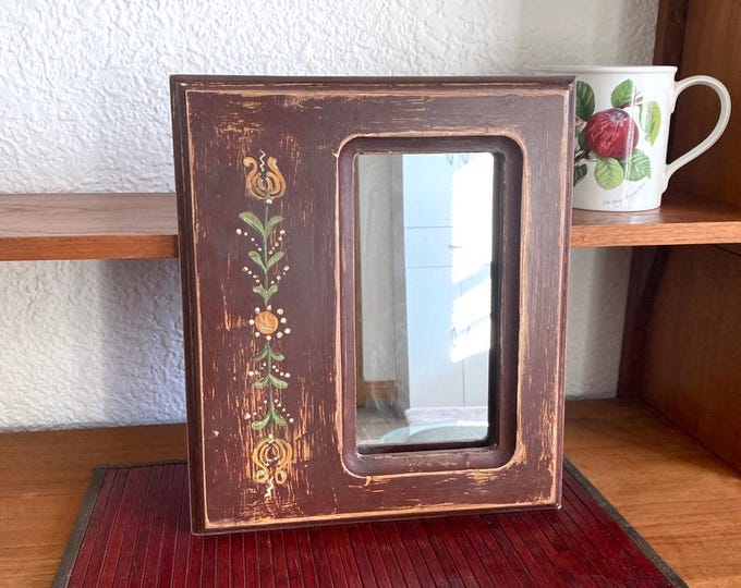 Rustic Hand Painted Mirror | Vintage Country Home Decor | Artisan Wood ...