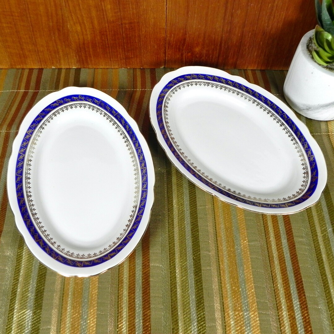 Cmielow Porcelain Small Oval Platters | Polish Gold Filigree Fine China ...