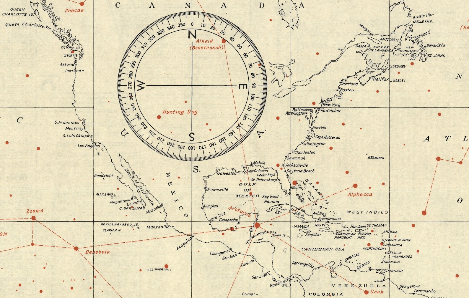 World and Star Chart Map Nautical Navigation Astronomy Poster Vintage ...