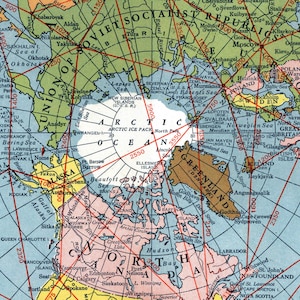 Flat Earth Map Polar Azimuthal Equidistant Projection 1943 WWII Poster ...