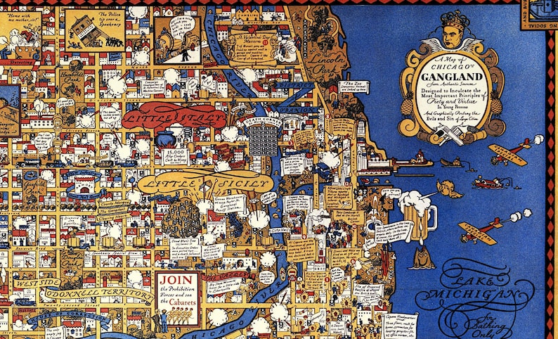 Chicago Gangland Map Historic 1931 Vintage Gangster Map 24x30 - Etsy
