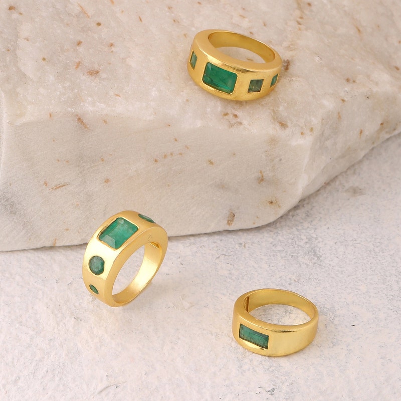 Green Octagon Dome Ring - Etsy