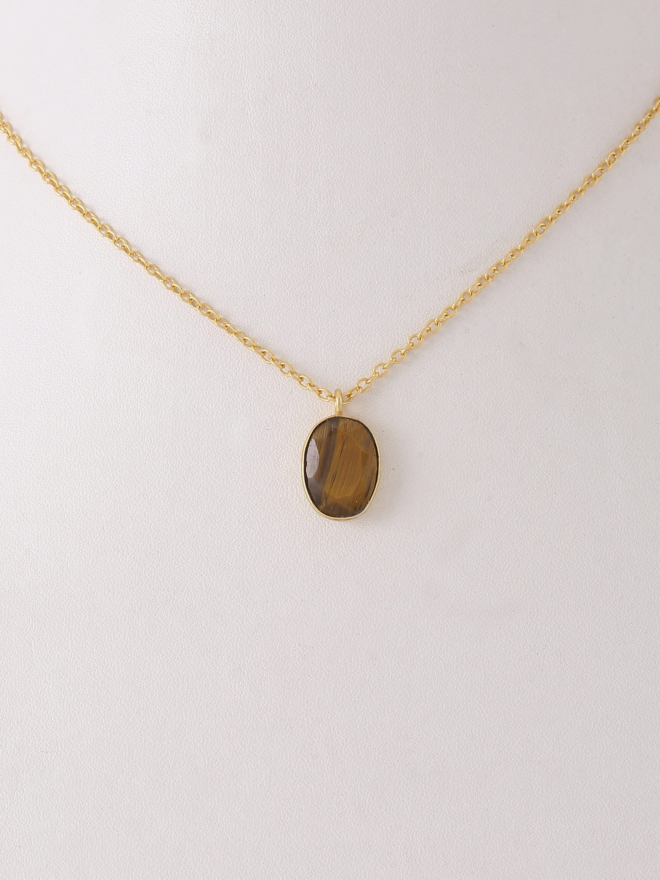 Tiger Eye Necklace Gold for Men Women. Tiger Eye Charm - Etsy