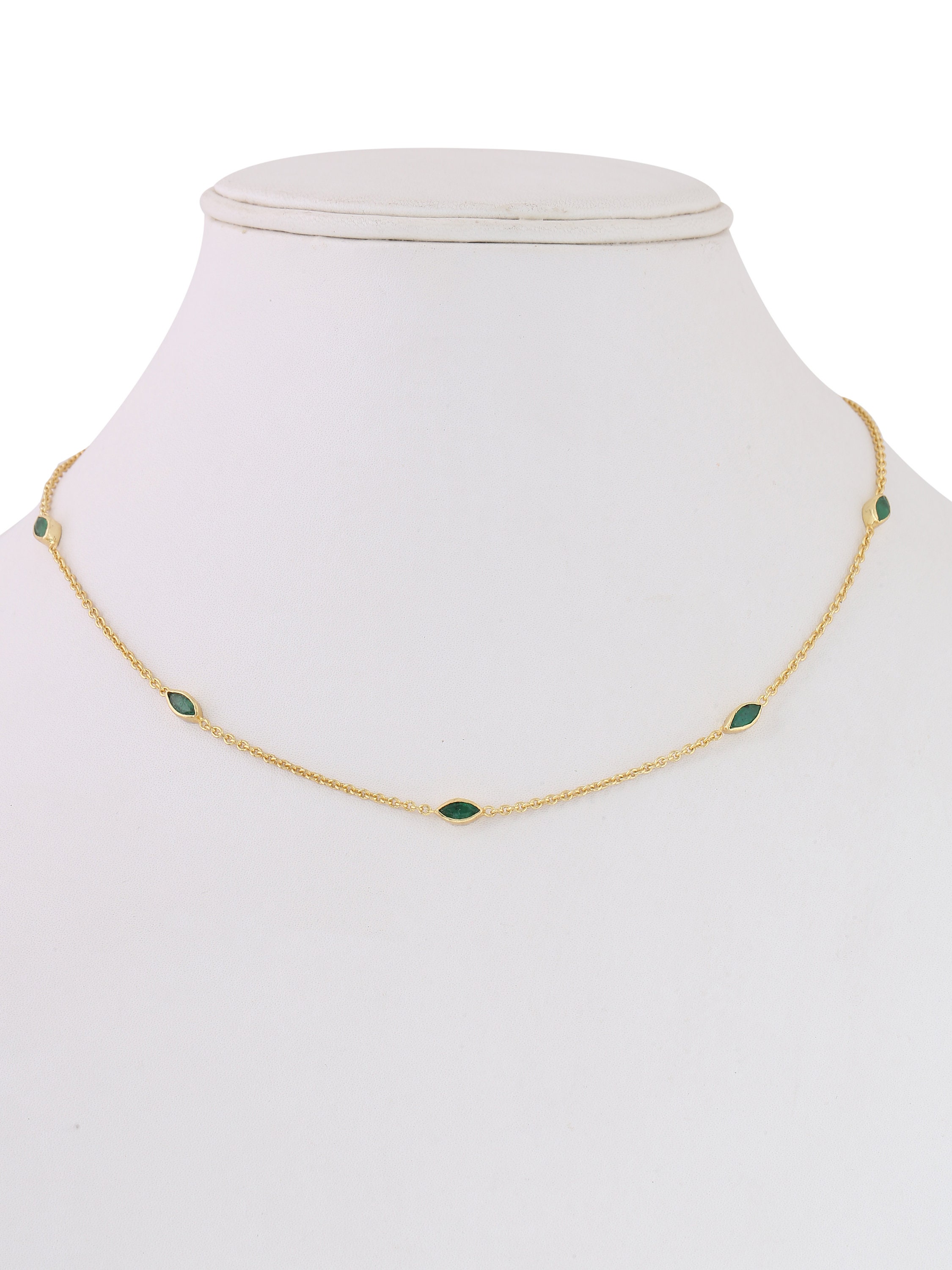 Emerald Necklace. Layered Necklace Gold Plated. Multi Strand Necklace ...