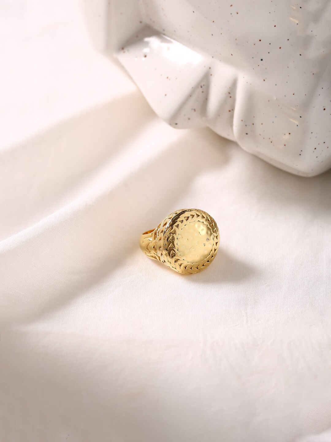 Gold Plated Bohemian Rings for Women. Big Statement Rings Gold. Round ...