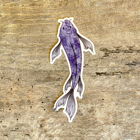 Hand Drawn Sticker Die Cut: Koi Fish | Etsy
