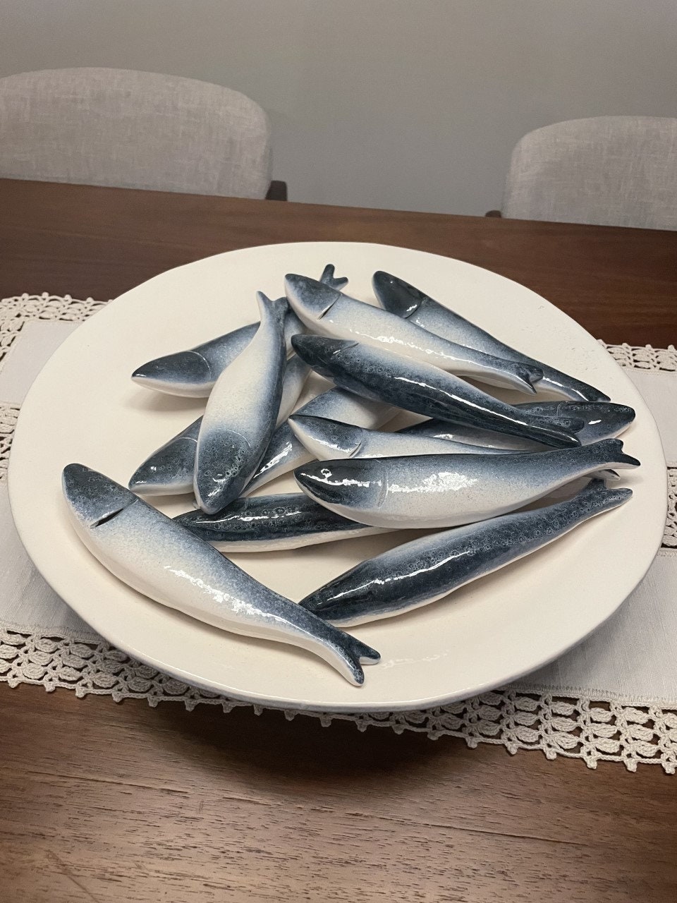 Sardine Ceramic Plate Elegant Home Centerpiece - Etsy