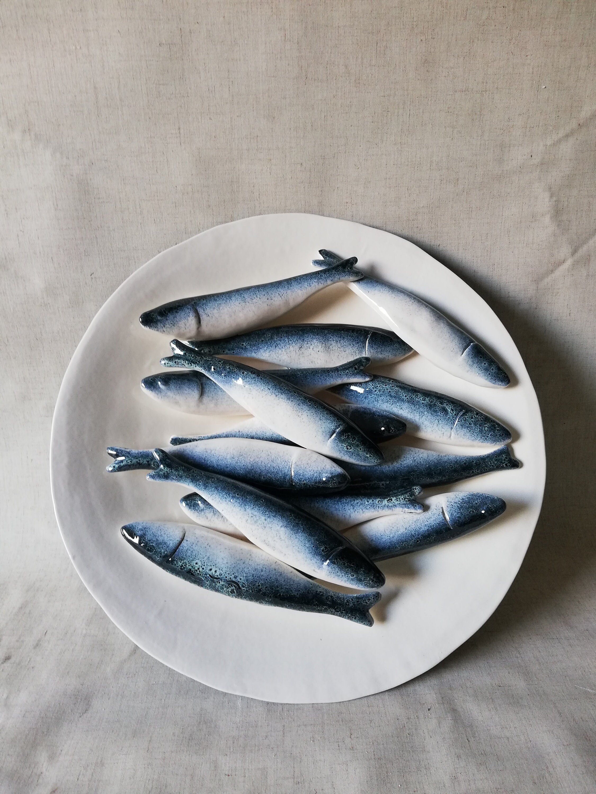 Sardine Ceramic Plate | Elegant Home Centerpiece - Etsy