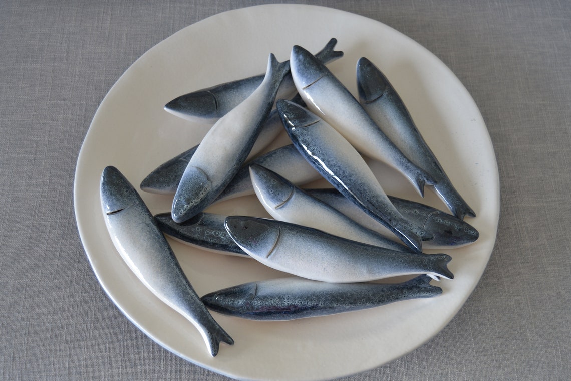 Sardine Ceramic Plate | Elegant Home Centerpiece - Etsy