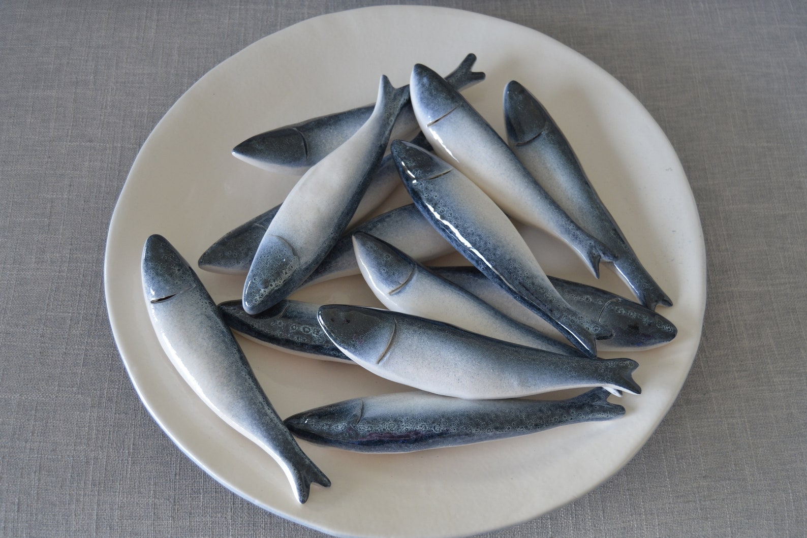Sardine Ceramic Plate | Elegant Home Centerpiece - Etsy