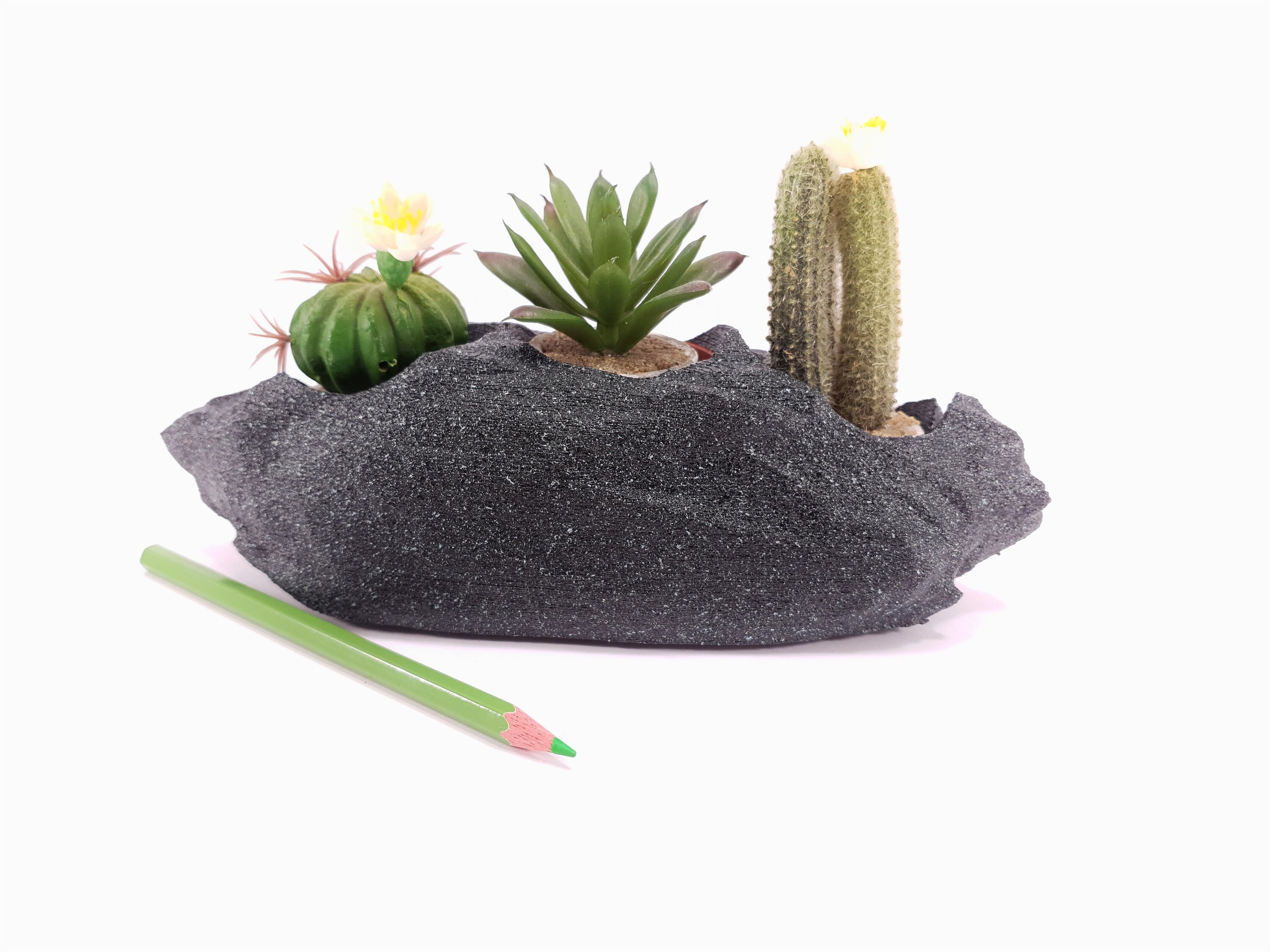 Succulent Planter Granite Stone Look 3 Succulent Pot Rock Shape Planter ...