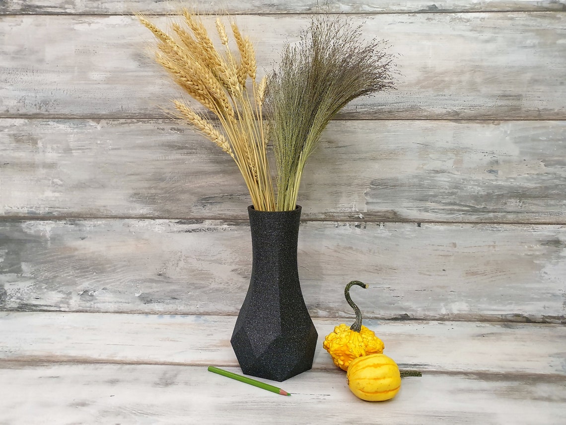 Large 10in 25cm granite stone look vase Black Grey White vase | Etsy