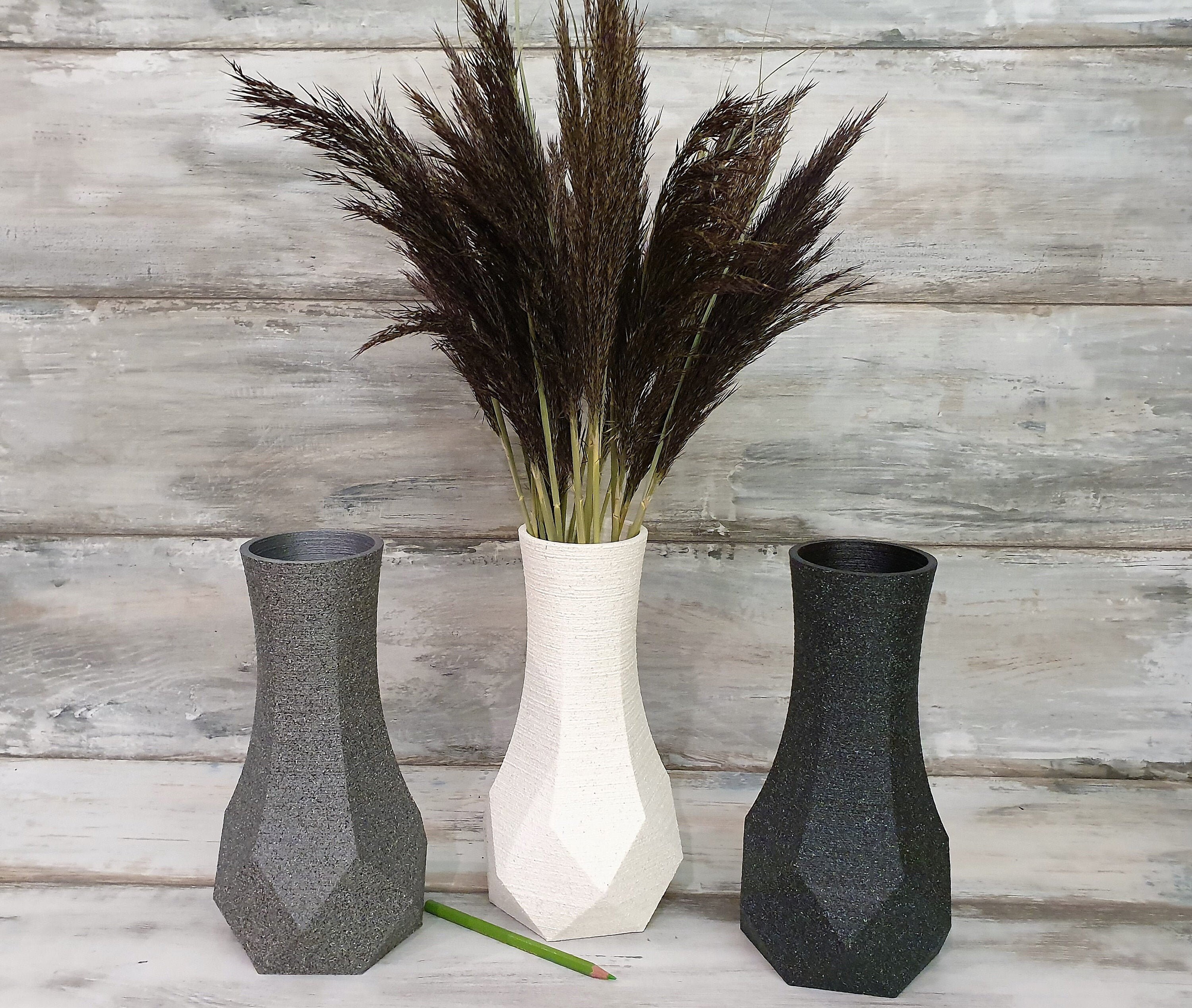 Large 10in 25cm Granite Stone Look Vase Black Grey White Vase - Etsy