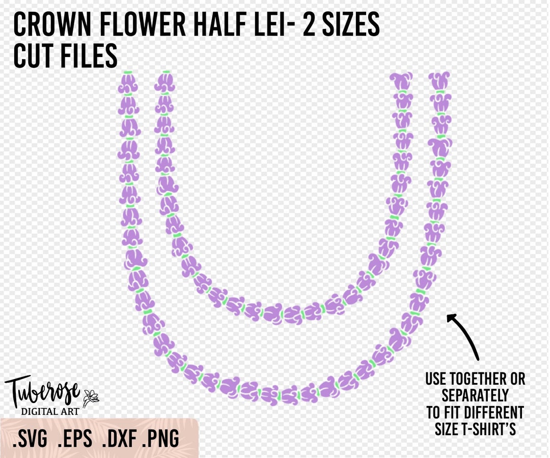 Crown Flower Half Lei in Long and Extra Long for T-shirt Iron-on and ...
