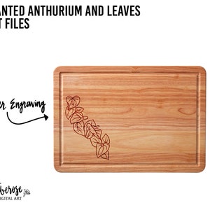 Slanted Anthurium and Leaves SVG, Tropical Flower Angle Design Cut File ...