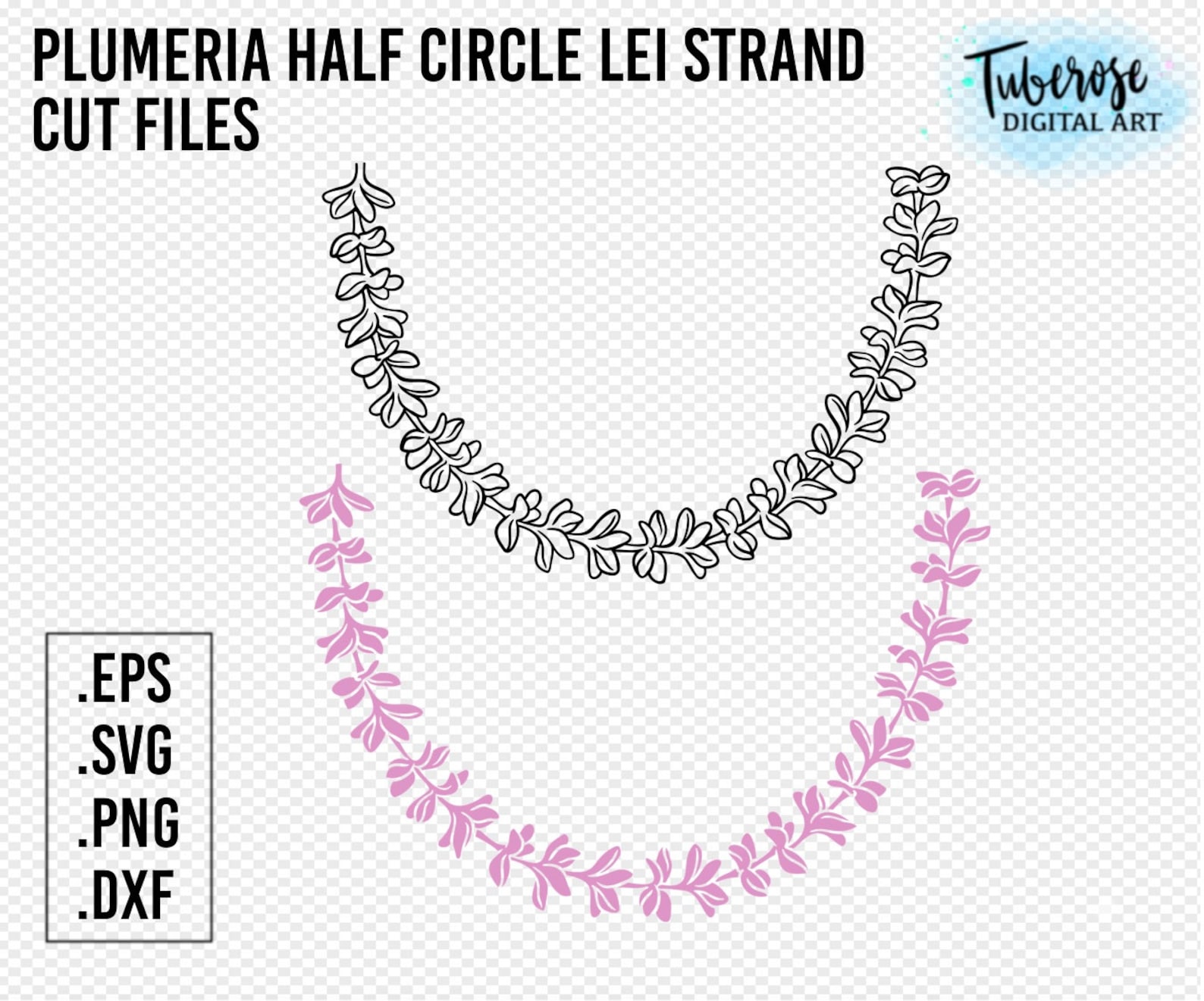 Curved Plumeria Lei, Half Circle Lei SVG, Floral Lei Garland ...